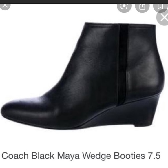 Coach | Shoes | Coach Maya Black Leather Booties 75 | Poshmark